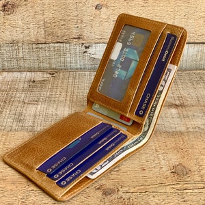 Custom Antic Amber Leather Wallet, Classic Bifold Wallet, Personalized ...