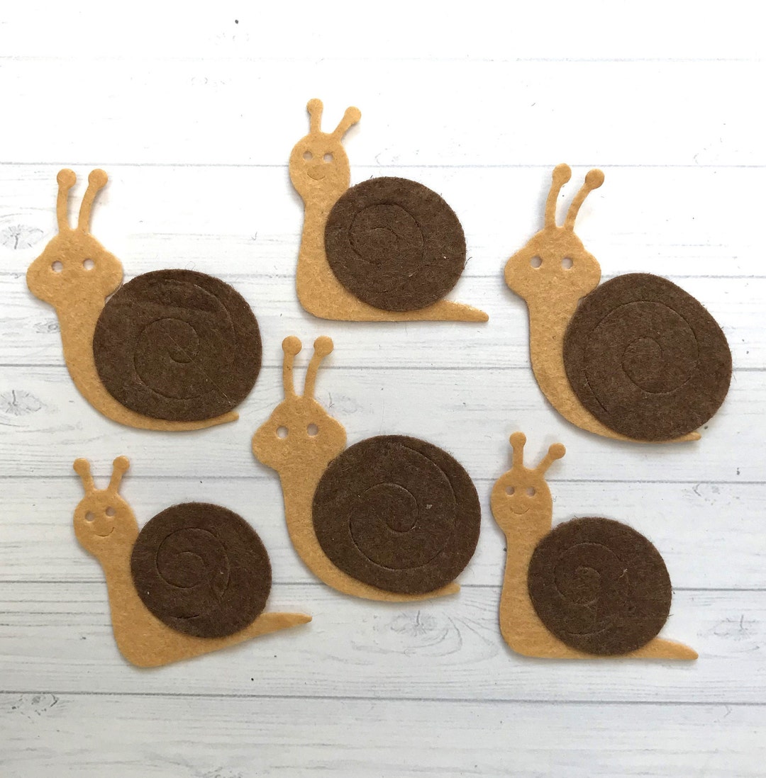 6 X FELT SNAILS, Cute Felt Snail Die Cuts, Snail Felt Die Cuts, Snail ...