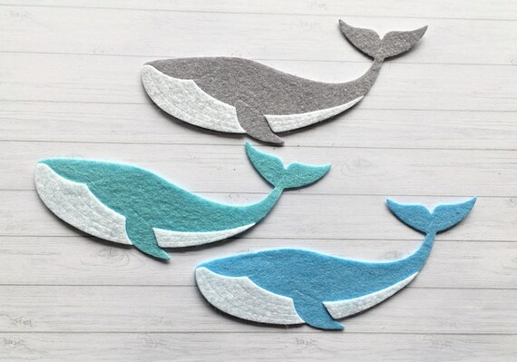 3 X FELT WHALES Felt Whale Die Cuts Whale Felt Die Cuts - Etsy