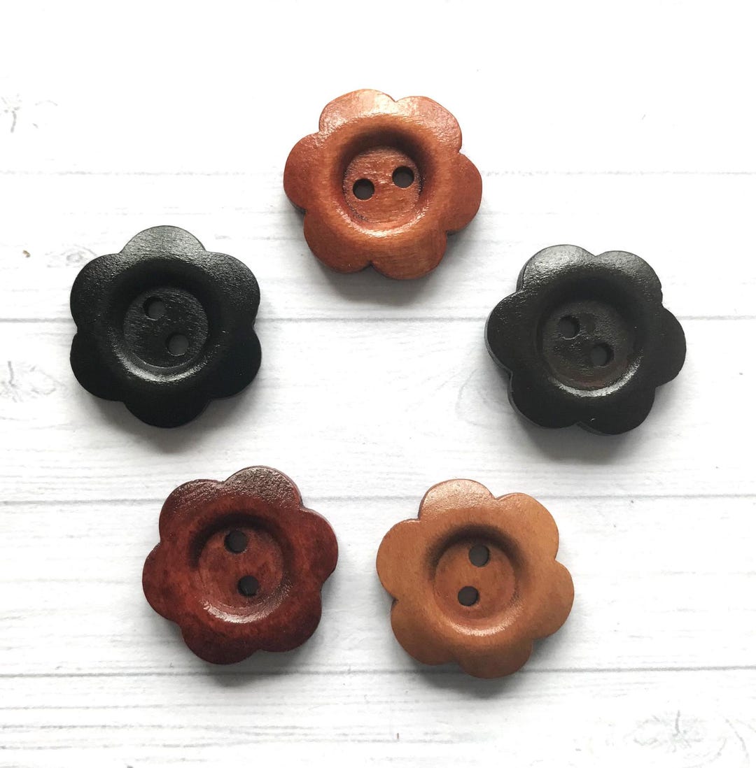 Wooden Buttons 20mm Flower Shape (pack of 9) - Etsy