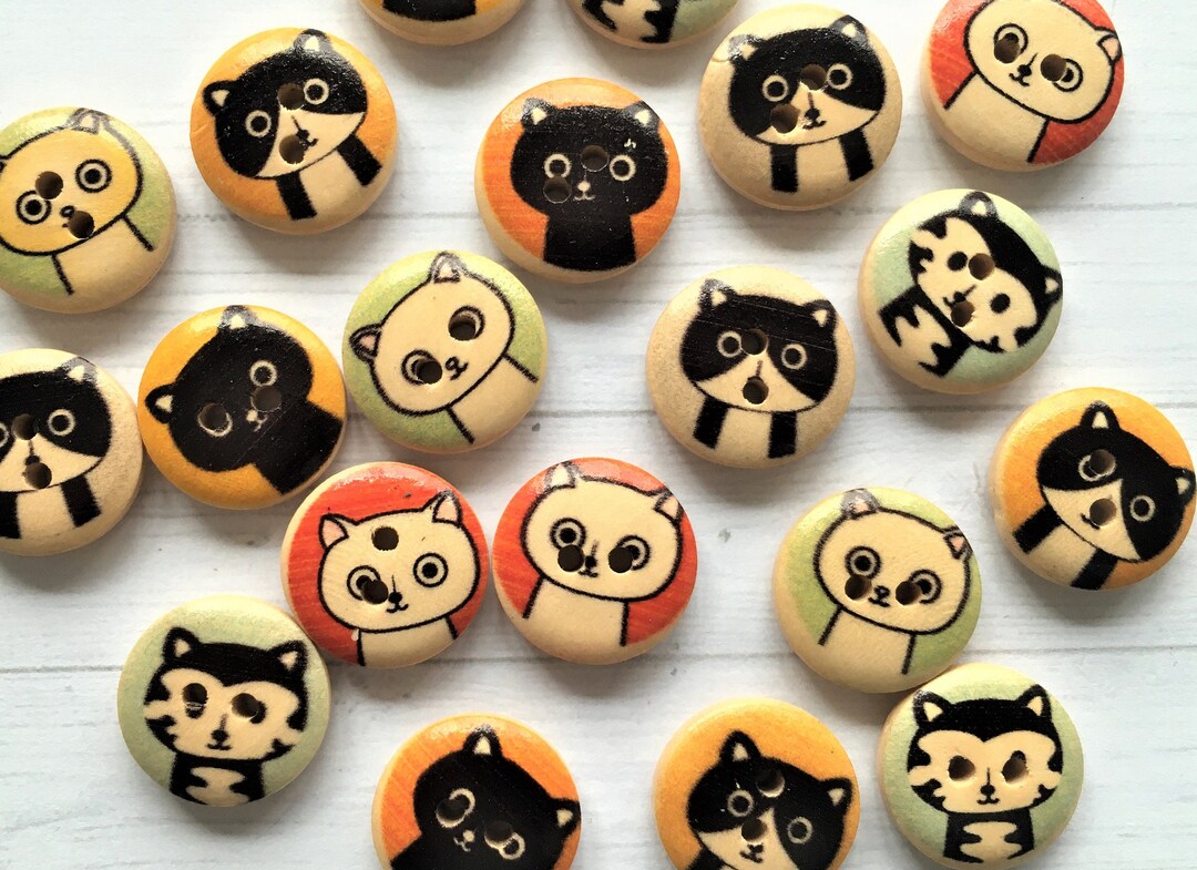 15 Mm CAT BUTTONS X 10, Cute Little Cat Buttons, Cat Buttons, Cat ...