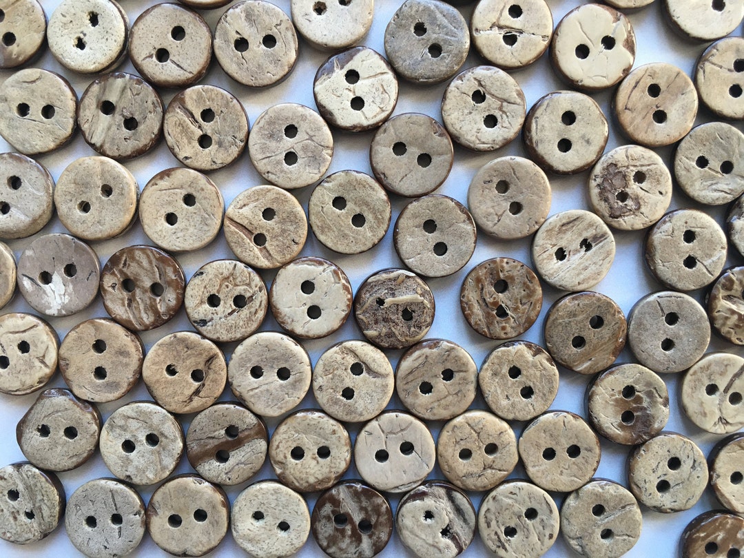 10 Mm COCONUT SHELL BUTTONS X 10, Coconut Shell Buttons, Small 2 Hole ...