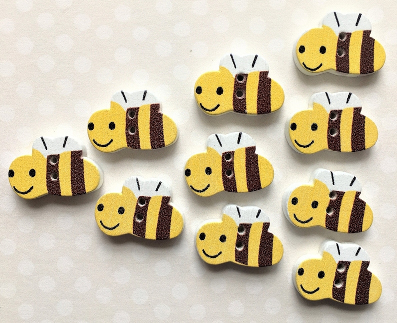 BEE BUTTONS X 10 Cute Wooden Bee Buttons Wooden Bee Buttons - Etsy