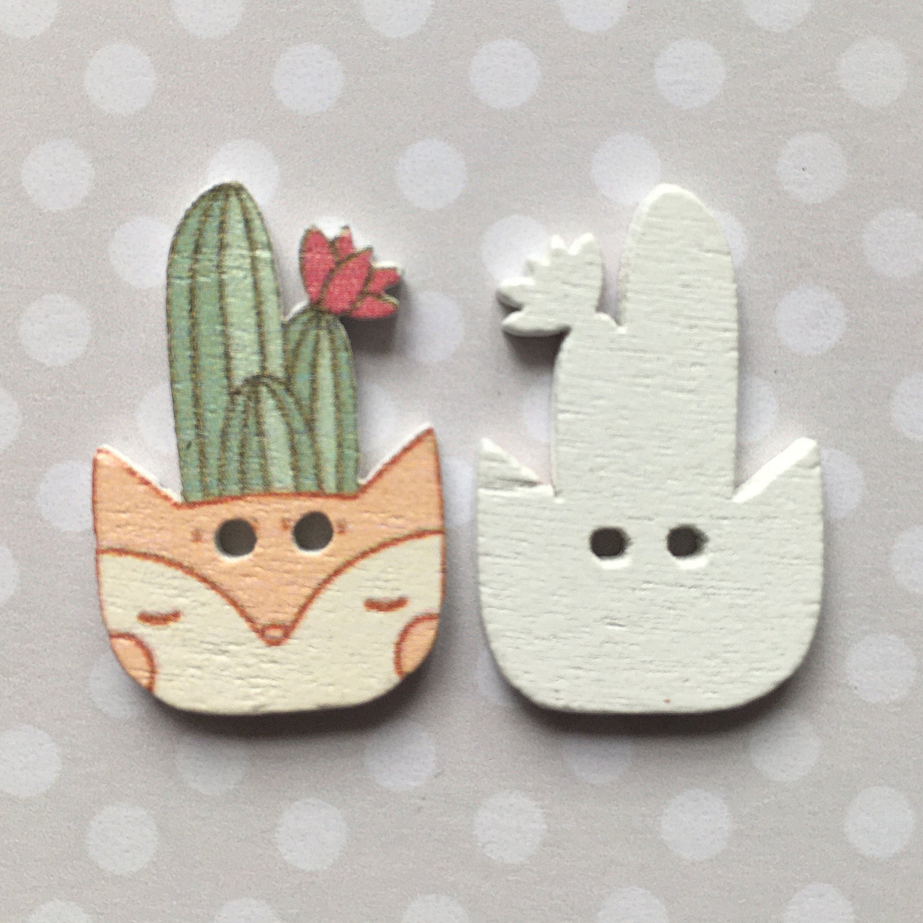CACTI WOODEN BUTTONS X 10 Cute Cacti Wooden Buttons Cacti | Etsy