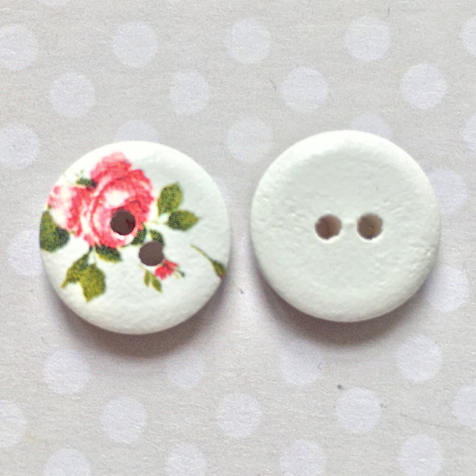 15 Mm ROSE BUTTONS X10 Round Pink Rose Buttons Pretty Wooden - Etsy