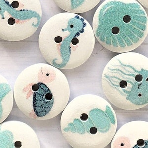 SEA LIFE BUTTONS 15 Mm X 10, Cute Little Sea Life Buttons, Fish Buttons ...