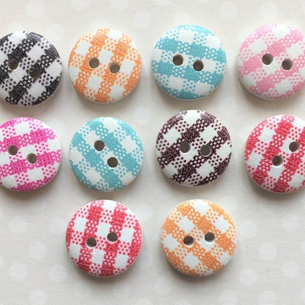 Plaid Buttons - Etsy