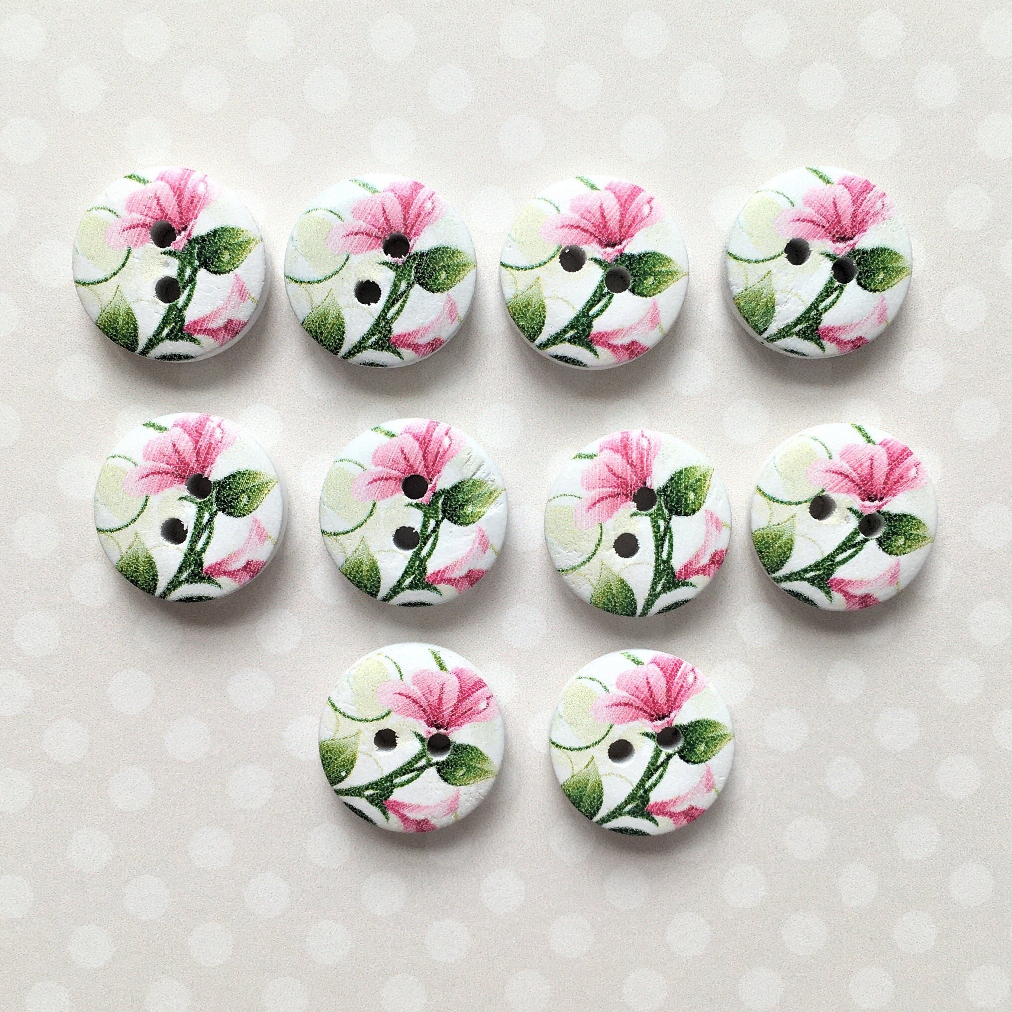 15 Mm LILY BUTTONS X 10 Round Pink Lily Buttons Pretty - Etsy