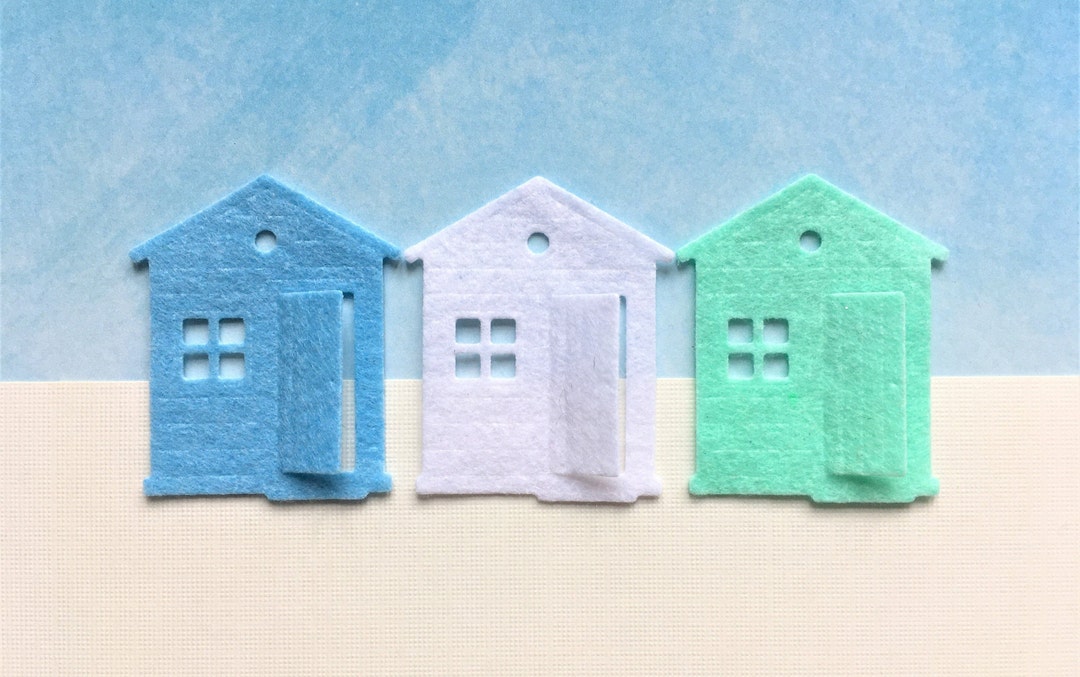 6 X FELT BEACH Huts/sheds, Felt Beach Huts/sheds, Die Cut Beach Huts ...