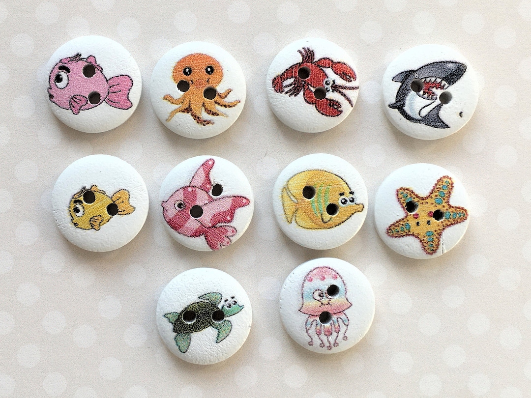 SEA LIFE BUTTONS 15 Mm X 10 Cute Little Sea Life Buttons - Etsy