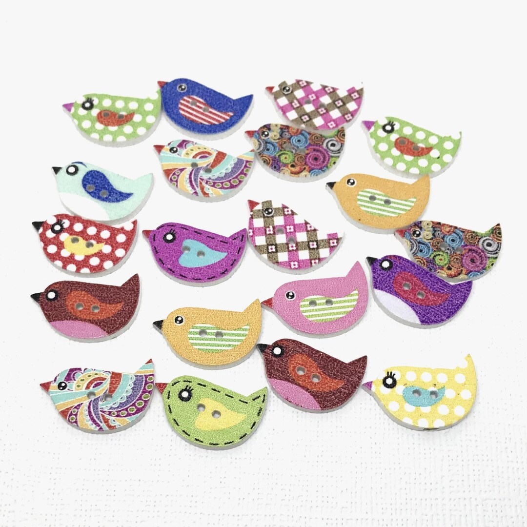 Bird Wooden Buttons, Sewing Crafts 23mm (set of 10) - Etsy