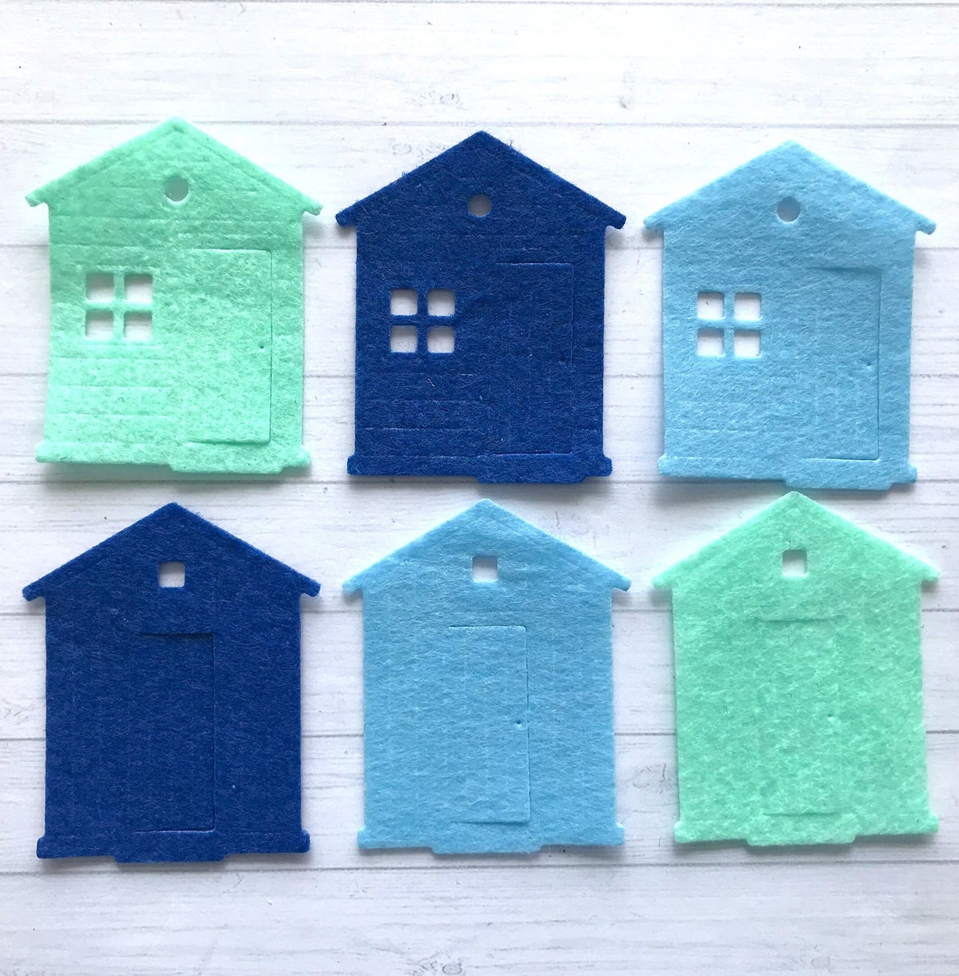 6 X FELT BEACH Huts/sheds, Felt Beach Huts/sheds, Die Cut Beach Huts ...