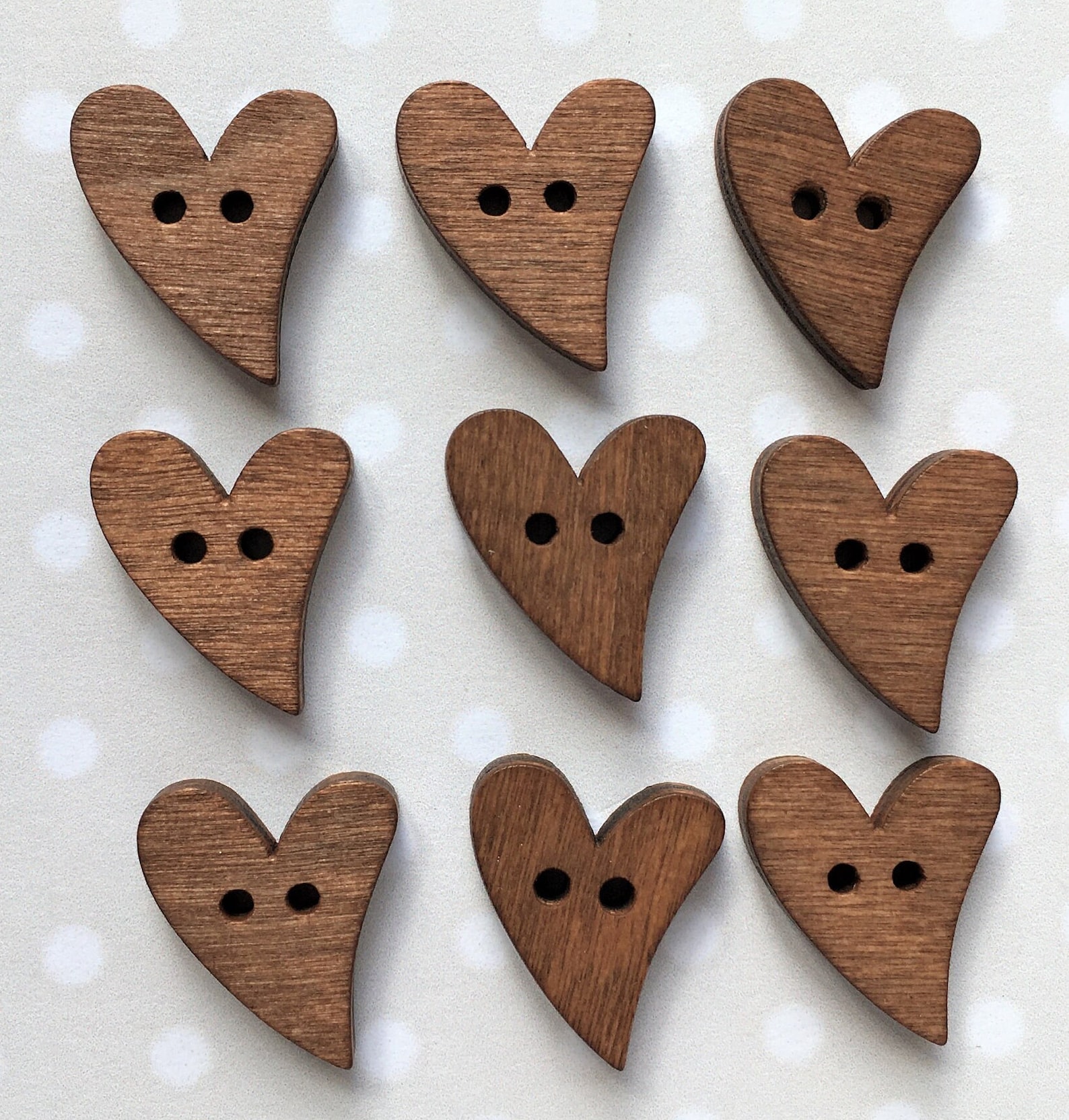 STYLISED WOODEN HEART Buttons X 9 20mm X 16mm Heart Buttons - Etsy UK