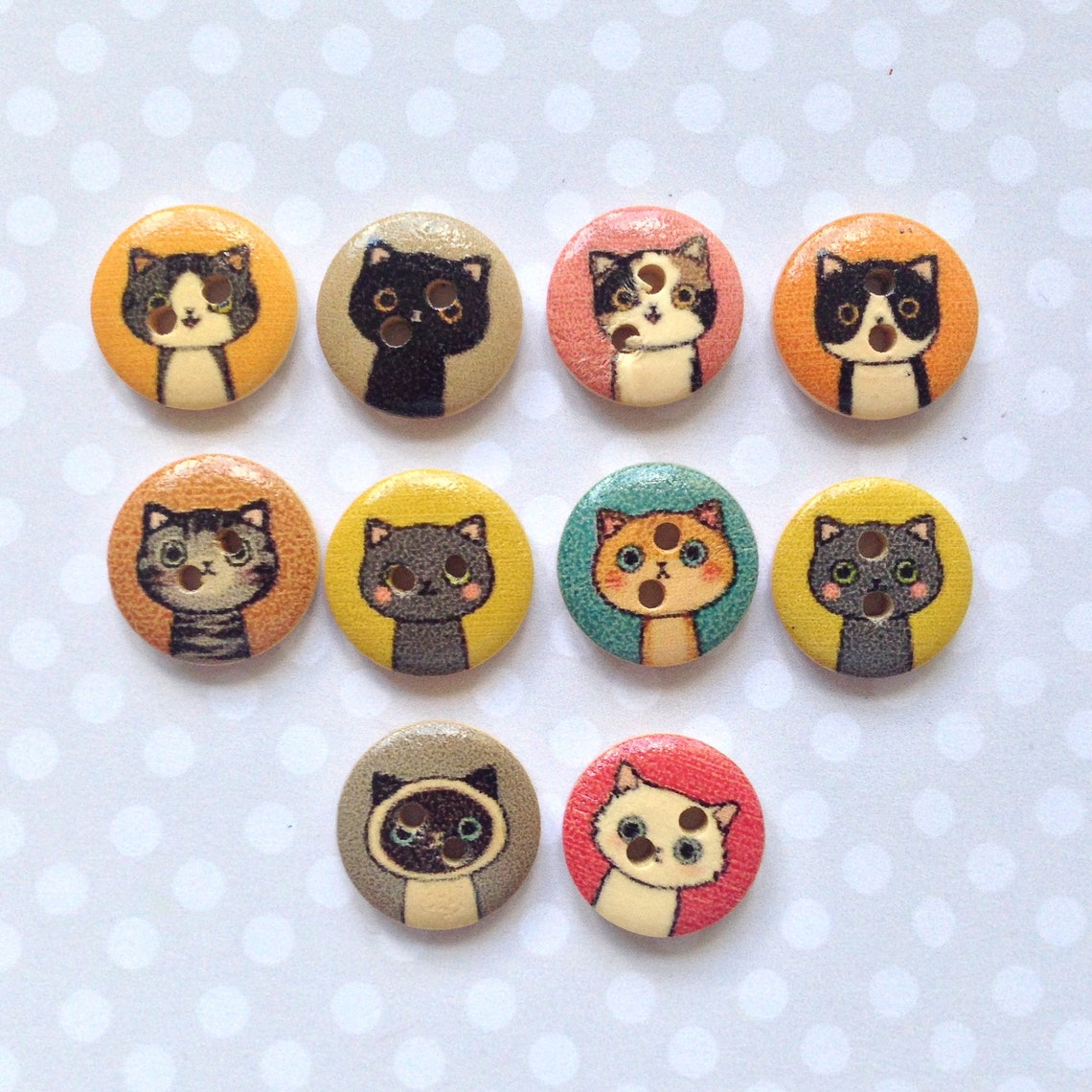 15 Mm CAT BUTTONS X 10 Cute Little Cat Buttons Cat Buttons - Etsy UK