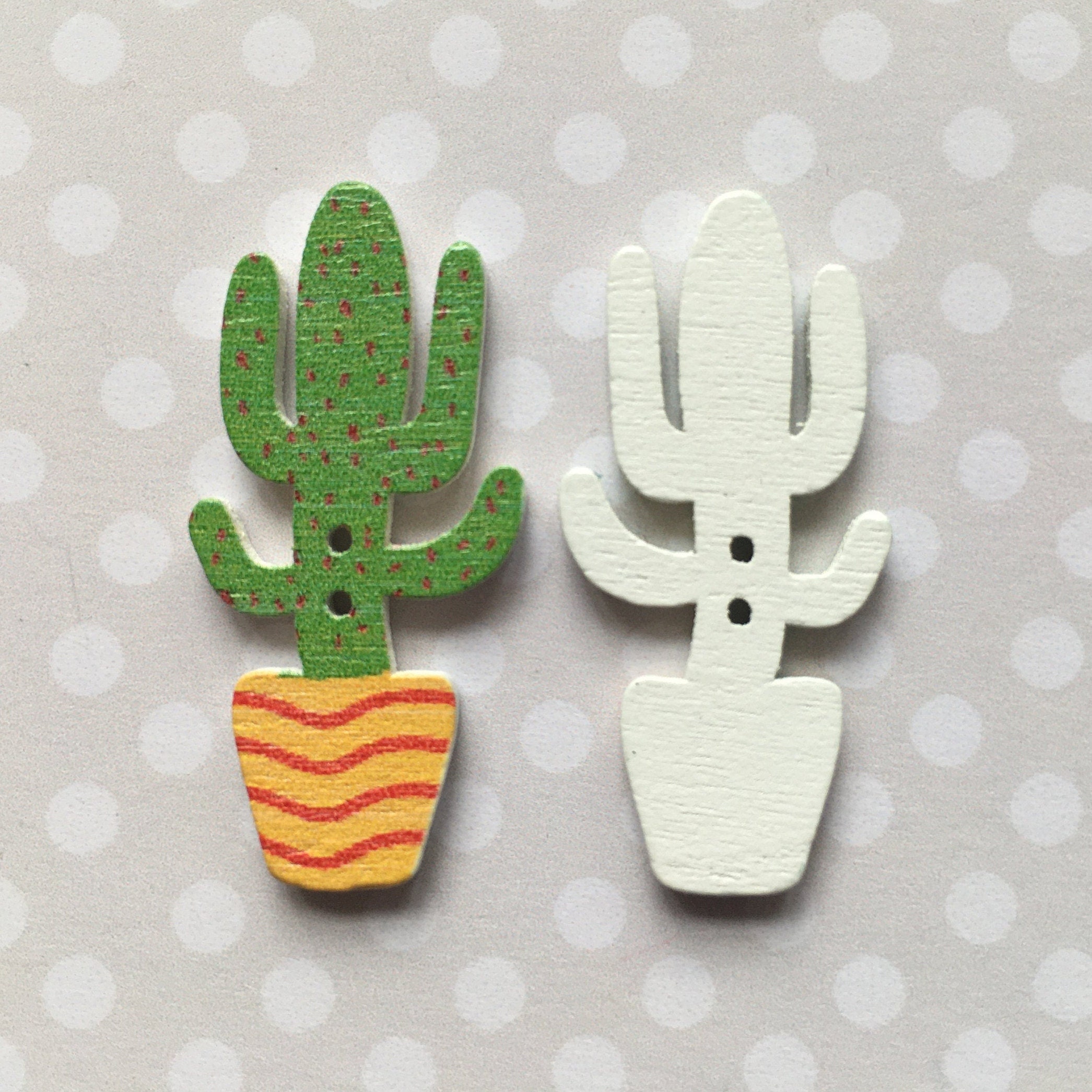 CACTI WOODEN BUTTONS X 10 Cute Cacti Wooden Buttons Cacti | Etsy