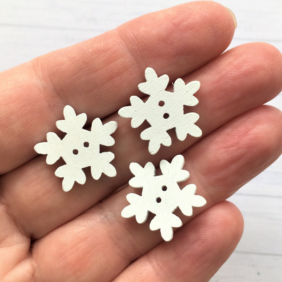 SNOWFLAKE BUTTONS X 10, Wooden Snowflake Buttons, Christmas Buttons ...