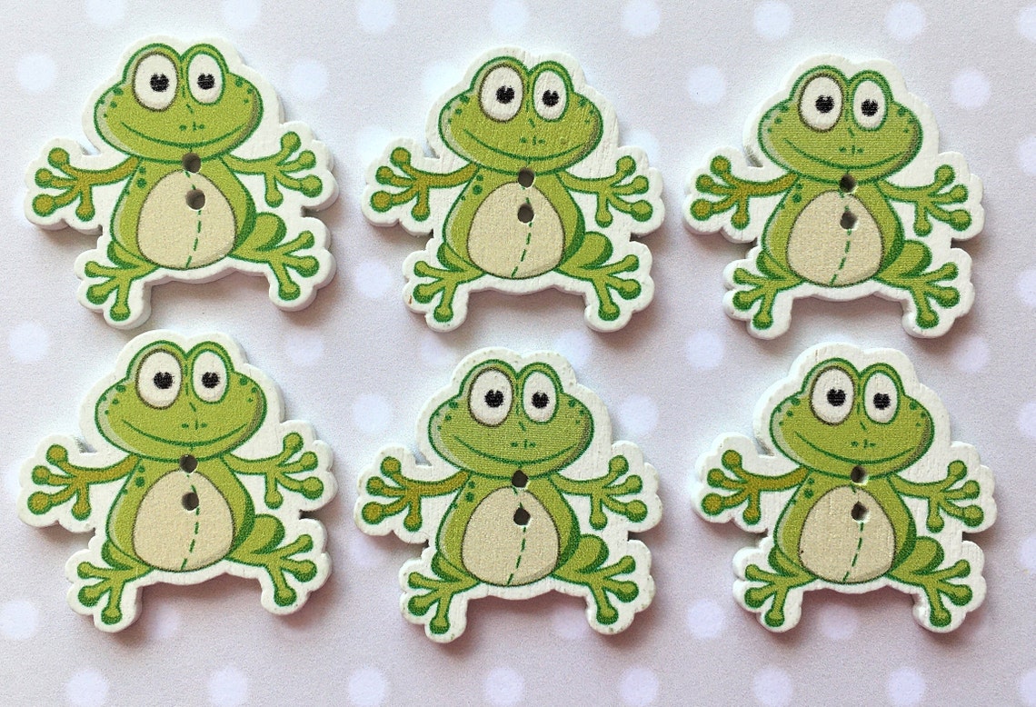 FROG BUTTONS X 6 Cute Wooden Frog Buttons Wooden Frog - Etsy