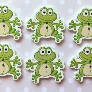 FROG BUTTONS X 6, Cute Wooden Frog Buttons, Wooden Frog Buttons, Wooden ...