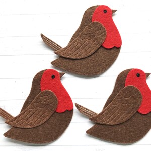3 FELT ROBINS, Felt Robin Die Cuts, Christmas Robin Felt Die Cuts ...