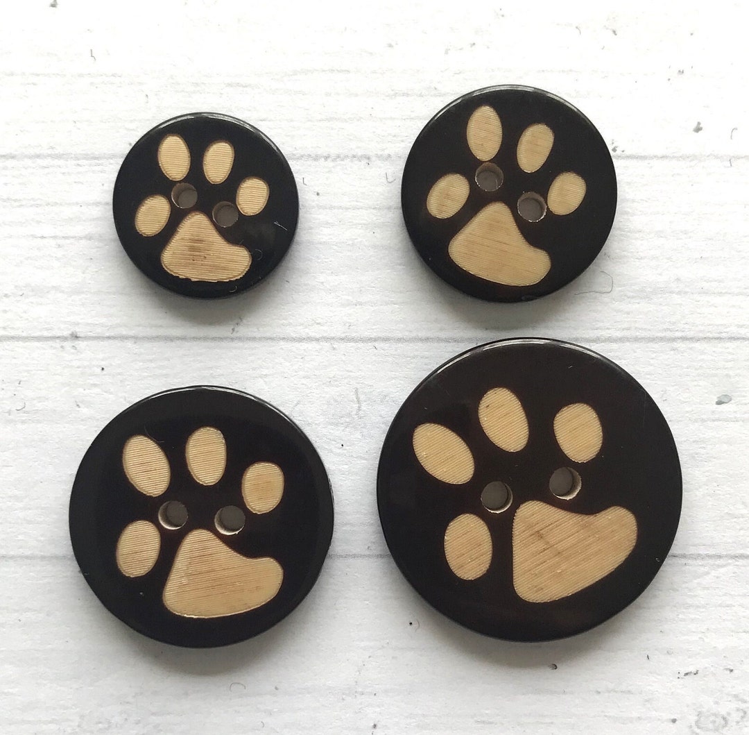 6 X RESIN PAW PRINT Buttons 15/18/21/25mm, Cute Resin Paw Print Buttons ...