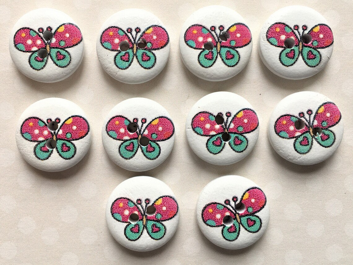 15 Mm PRETTY BUTTERFLY BUTTONS X 10 Cute Little Butterfly | Etsy
