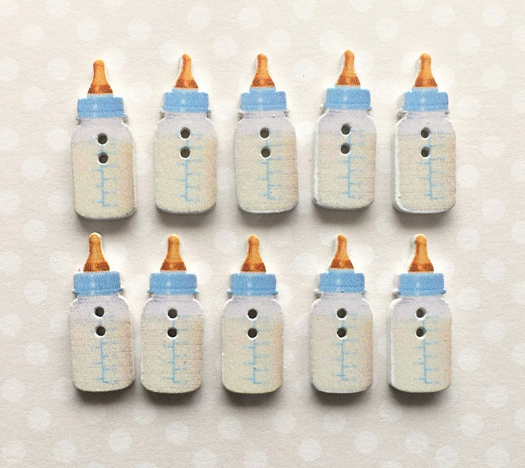 CUTE BABY BOTTLE Buttons X 10, Wooden Baby Bottle Buttons, Wooden Milk ...