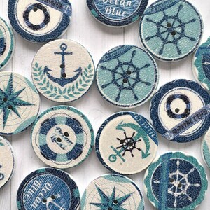 15mm/20 Mm NAUTICAL THEME Buttons X 9, Coastal Theme Buttons, Shabby ...