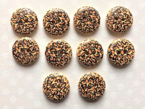 15 Mm LEOPARD PRINT BUTTONS X10 2 Hole Round Leopard Print | Etsy UK