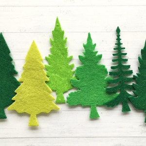 6 X FELT TREES, Tree Decorations, Christmas Tree Felt Die Cuts, Tree ...