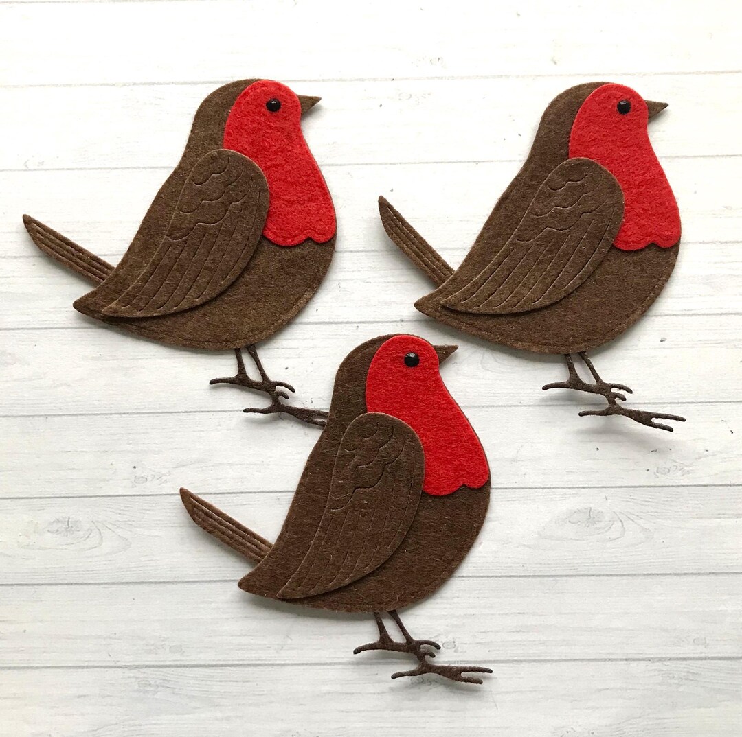 3 FELT ROBINS, Felt Robin Die Cuts, Christmas Robin Felt Die Cuts ...
