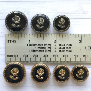 17/20/23mm METAL SHANK ENAMELLED Rose Design Buttons, Stylish Gold ...