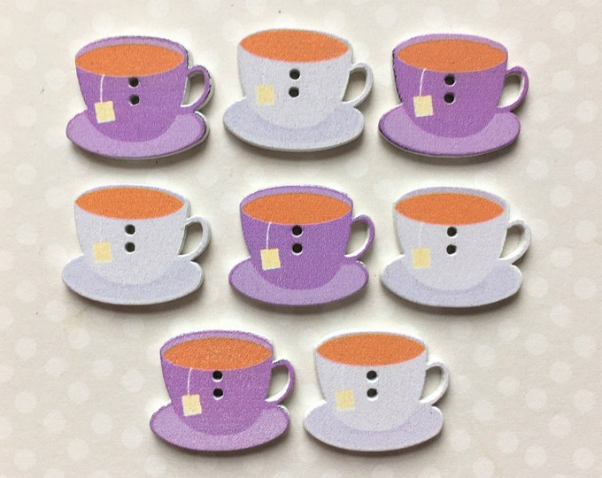 TEACUP BUTTONS X 8, Cute Teacup Buttons, Cute Cup Buttons, Wooden ...