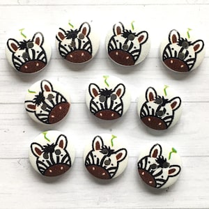 15 Mm WILD ANIMAL THEME Buttons Round X 10, Cute Little Wild Animal ...