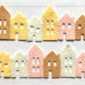 12 X FELT HOUSES, Felt Houses, Die Cut Houses, Little House Decoration ...
