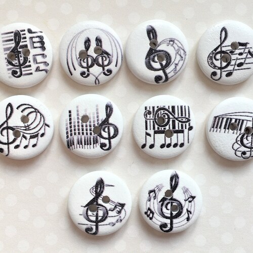 15 Mm MUSICAL WOODEN BUTTONS X 10 Music Themed Printed - Etsy UK