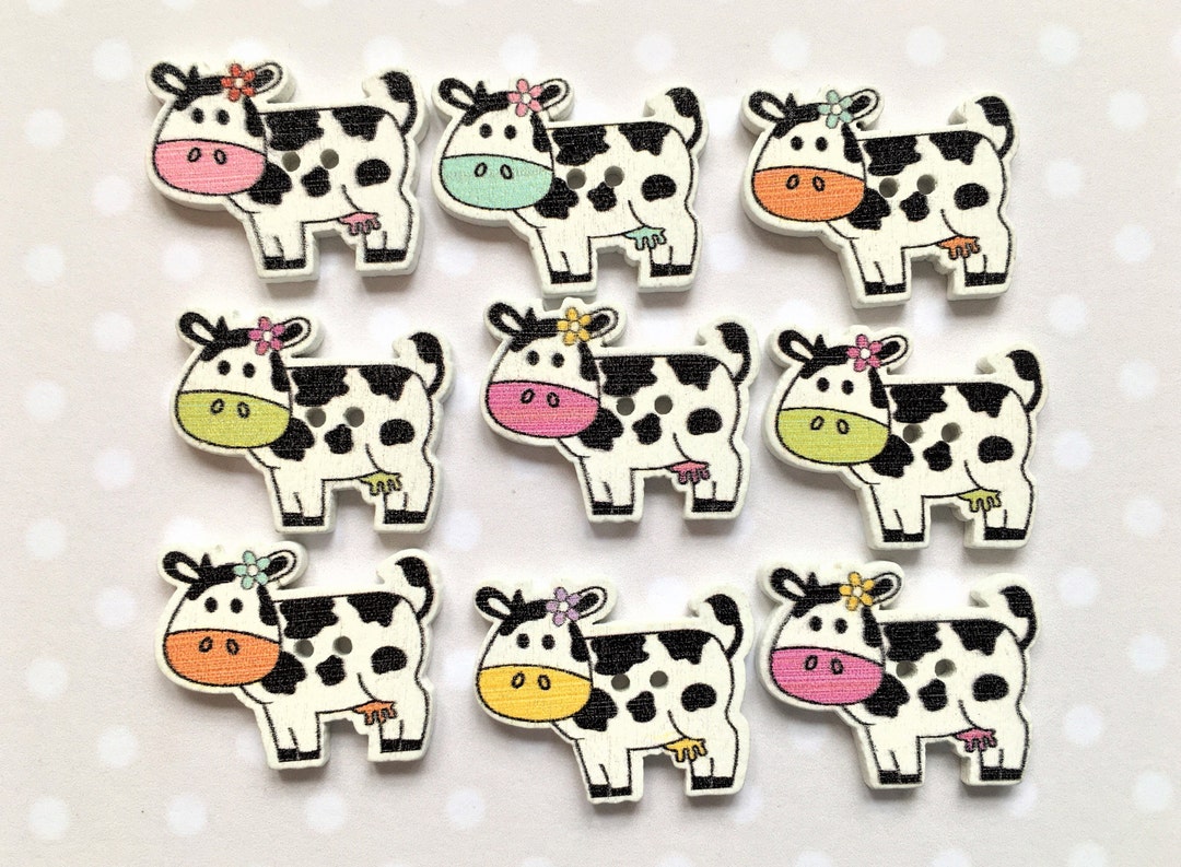 COW BUTTONS X 9 Wooden Cow Buttons Cow Embellishments Cow - Etsy