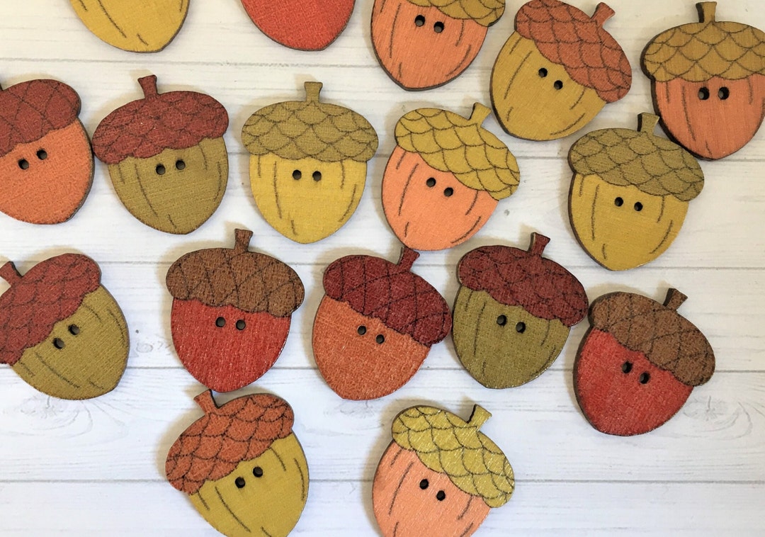 ACORN BUTTONS X 8, Cute Acorn Buttons, Wooden Acorn Buttons, Wooden ...