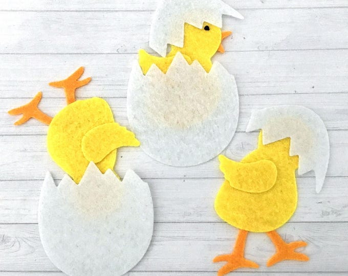 EASTER CHICKS FELT Die Cuts, Felt Chicks Die Cuts, Hatching Chicks Felt ...