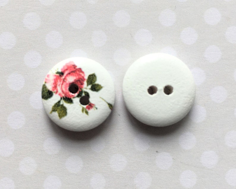 15 Mm ROSE BUTTONS X10 Round Pink Rose Buttons Pretty Wooden - Etsy