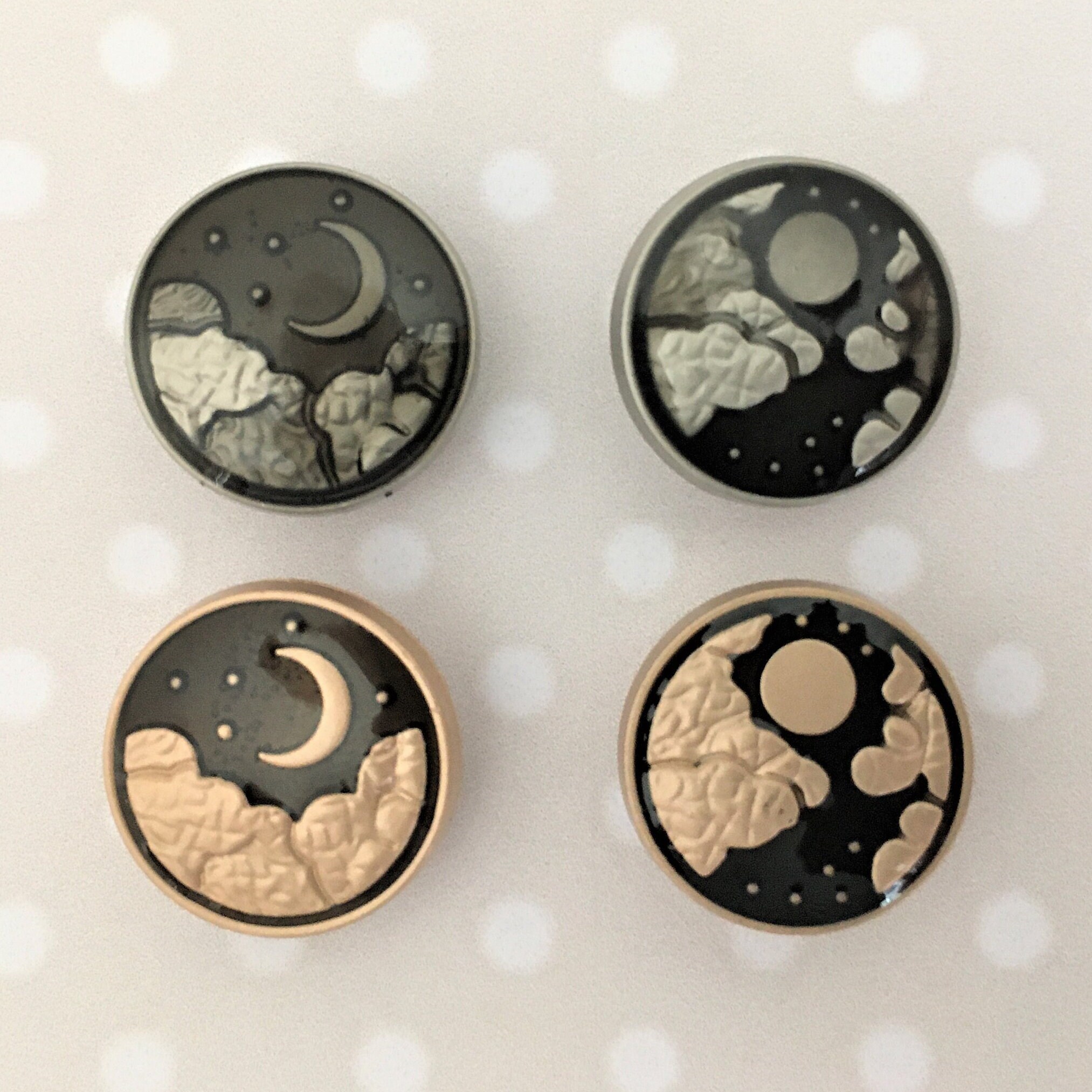 17mm METAL SHANK ENAMELLED Buttons Stylish Moon & Stars Metal - Etsy UK
