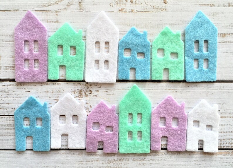 12 X FELT HOUSES Felt Houses Die Cut Houses Little House | Etsy UK