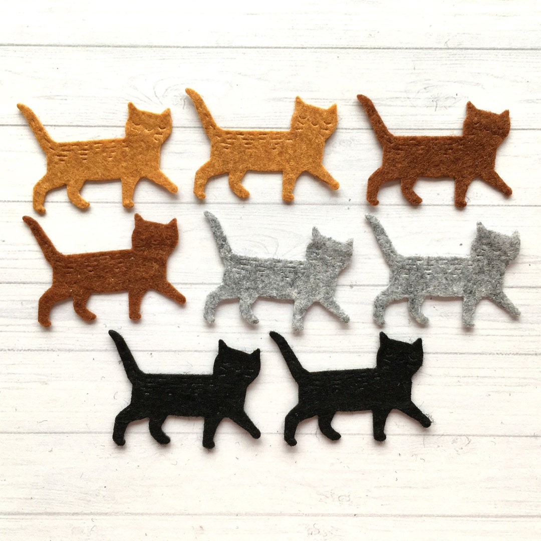 8 X MINI FELT DIE Cut Cats, Cat Die Cuts, Felt Cats, Cat Decoration ...