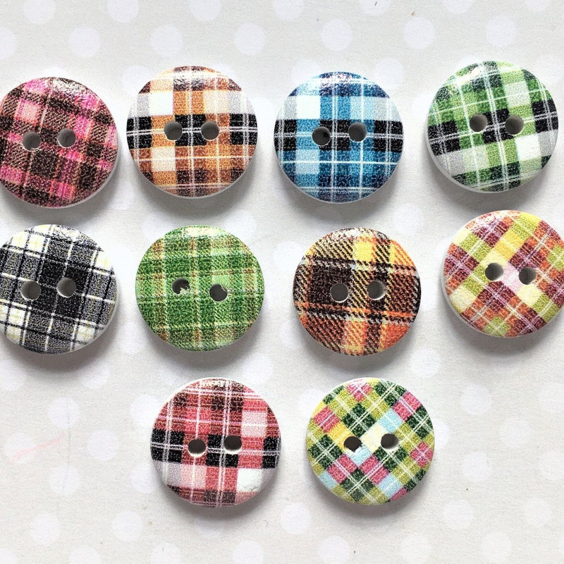 Plaid Buttons - Etsy