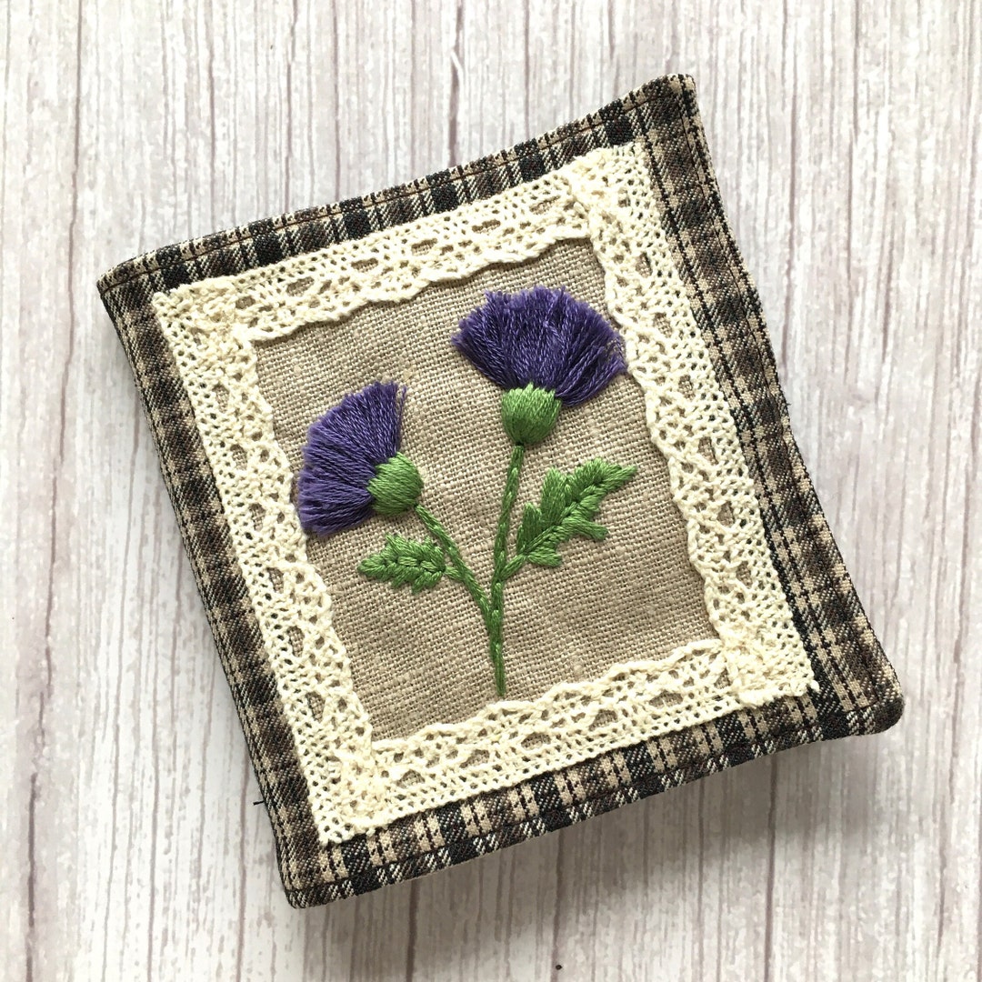 Handmade, Hand Embroidered Vintage Style Needle Case. Pretty Thistle ...