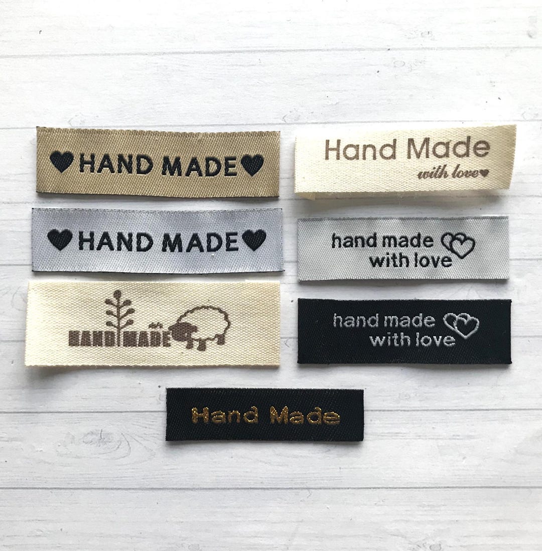 10 X CLOTH HANDMADE Labels, Handmade With Love Labels, Sew on Handmade ...
