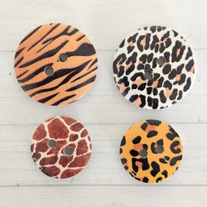 15/20 Mm MIXED ANIMAL PRINT Buttons, 2 Hole Round Animal Print Buttons ...