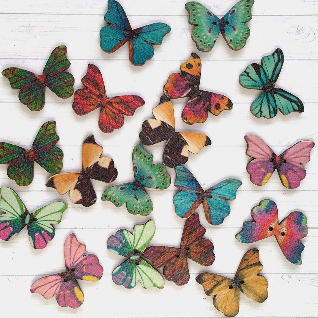 BUTTERFLY WOODEN BUTTONS , Butterfly Buttons, Pretty Butterfly Wooden ...