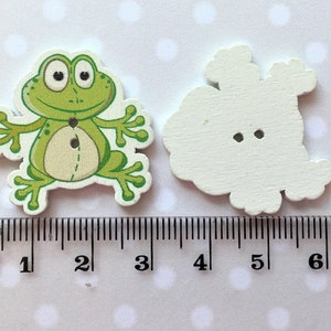 FROG BUTTONS X 6, Cute Wooden Frog Buttons, Wooden Frog Buttons, Wooden ...