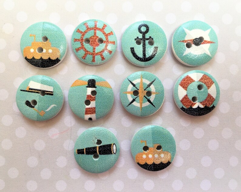 15 Mm NAUTICAL BUTTONS X 10 Coastal Theme Buttons Cute - Etsy UK