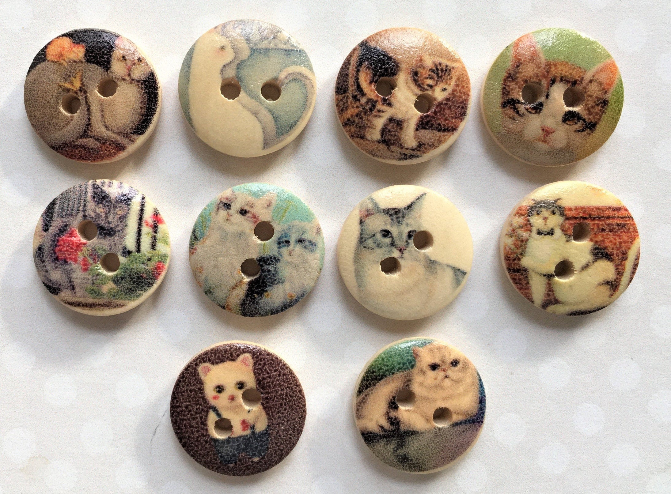 15 mm CAT 'Retro' BUTTONS X 10 Cute little cat | Etsy